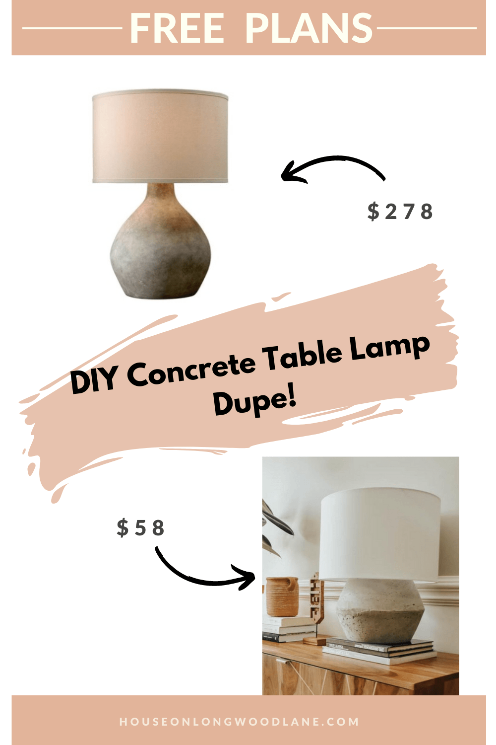 How to Make a Concrete Table Lamp - Designer Look on the Cheap! - House ...